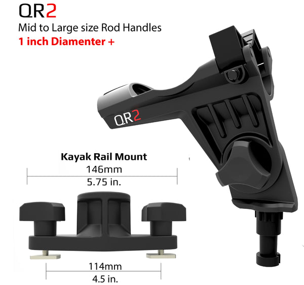 QR-2 Twin Pack - With Kayak Rail Mounts - Stealth Rod Holders